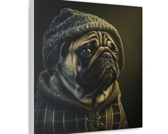 Cowboy Pugs Canvas Print Optional Personalization Ready to Hang Pet ...