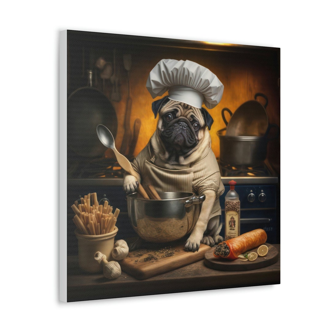 Chef Pug Canvas Print Optional Personalization Ready to Hang Pet Canvas ...