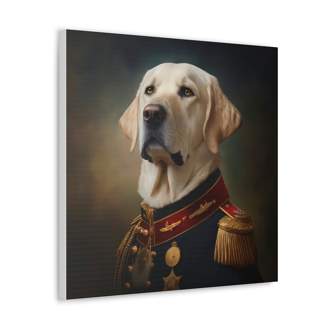 Military Labrador Portrait Canvas Optional Personalization Ready to ...