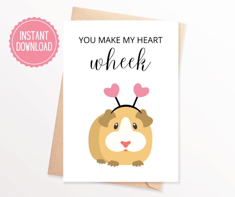 Guinea Pig Valentine's Day Card Guinea Pig Card Valentine's Day ...