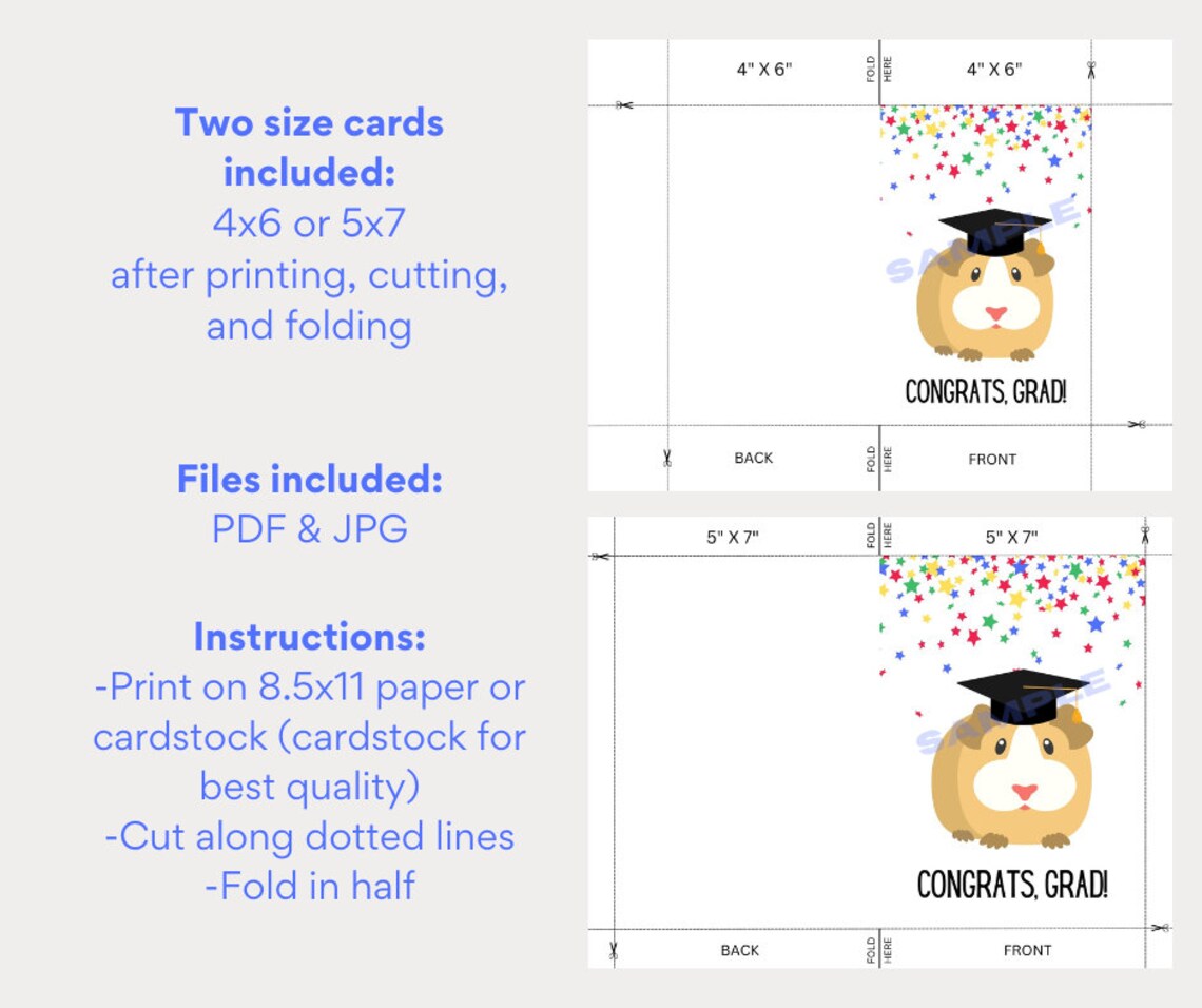 Guinea Pig Graduation Card Guinea Pig Card Graduation Printable Guinea ...