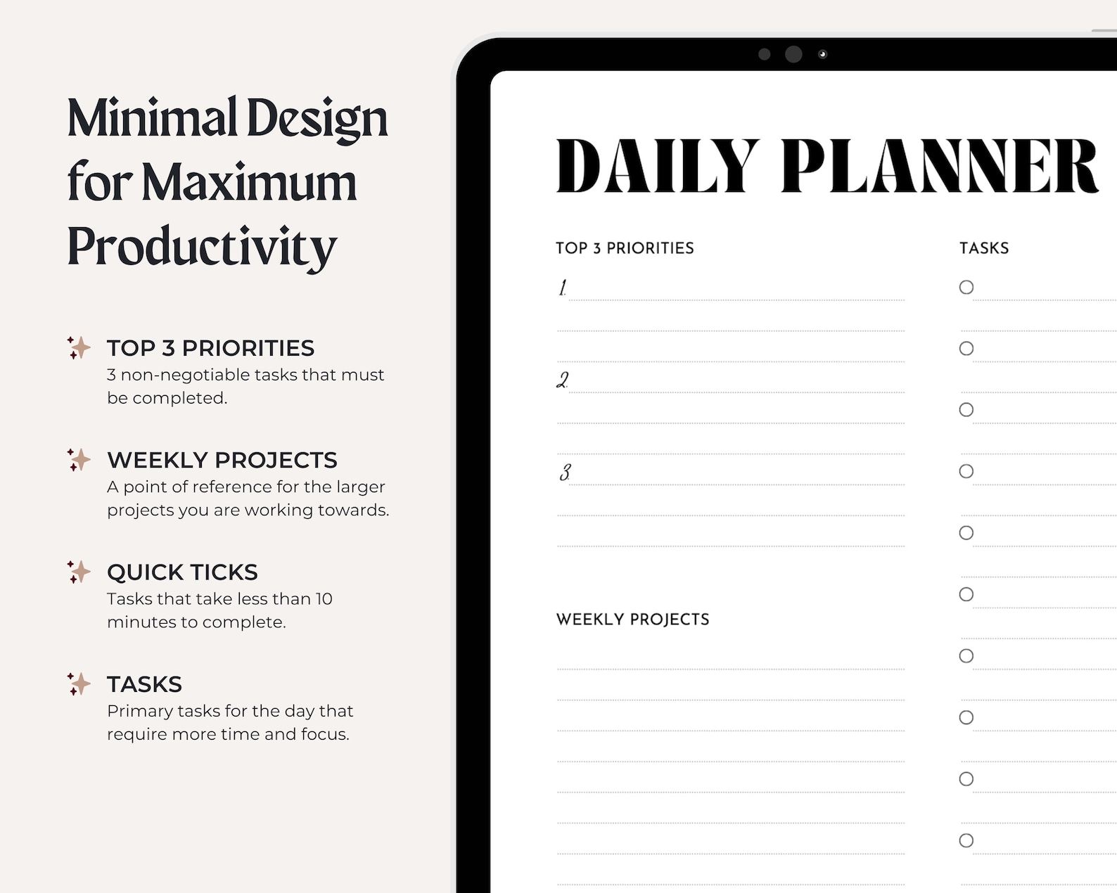 Minimalist Daily Planner Printable & Fillable PDF | Daily to Do List ...