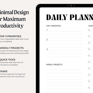 Minimalist Daily Planner Printable & Fillable PDF | Daily to Do List ...