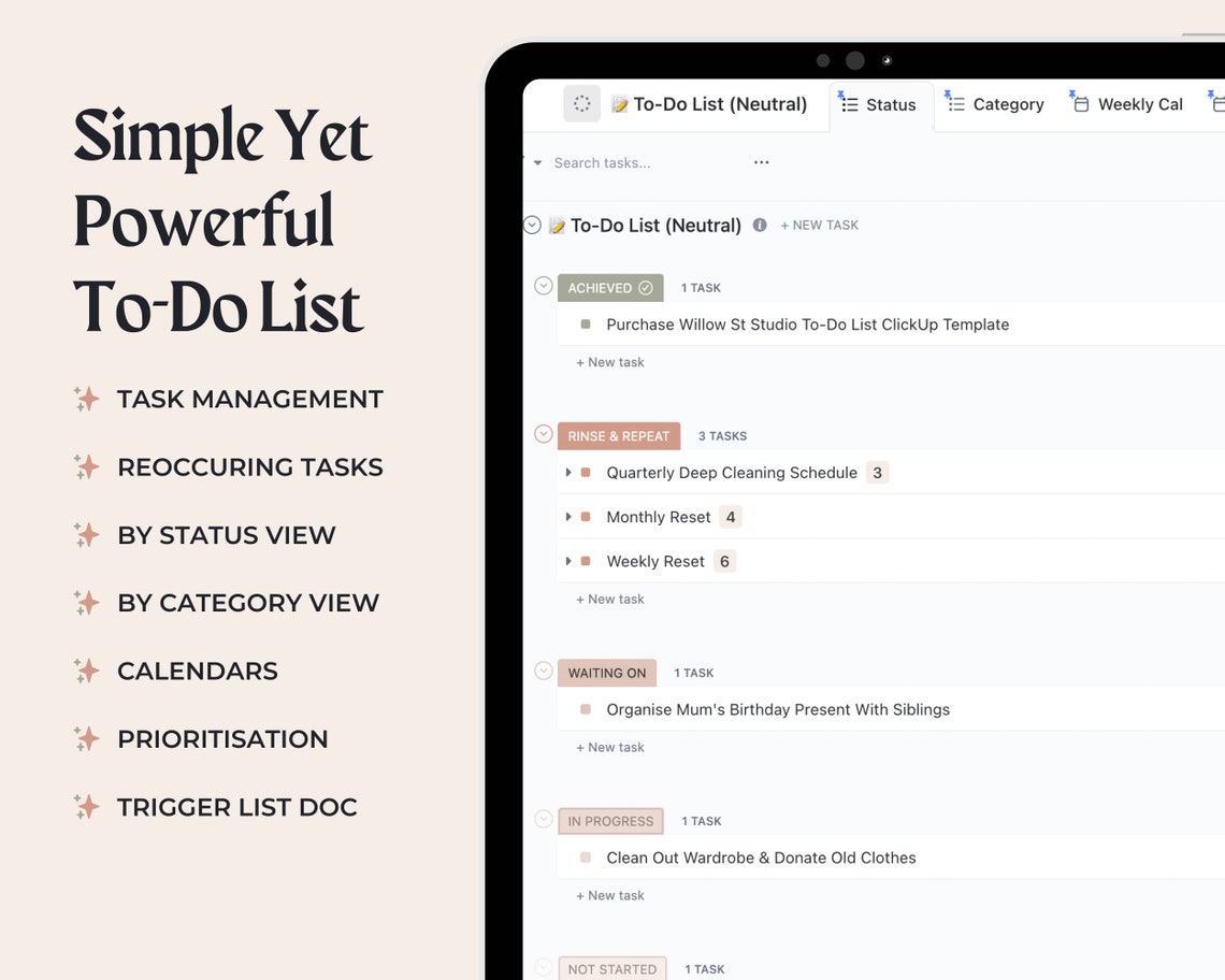 Clickup To-do List Template Customisable Task Manager & Productive ...