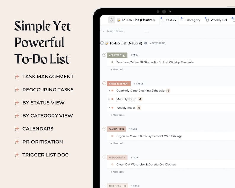 Clickup To-do List Template | Customisable Task Manager & Productive ...