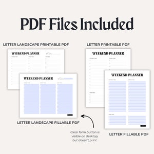 Minimalist Weekend Planner Printable & Fillable PDF | Daily to Do List ...