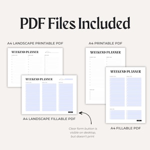 Minimalist Weekend Planner Printable & Fillable PDF | Daily to Do List ...