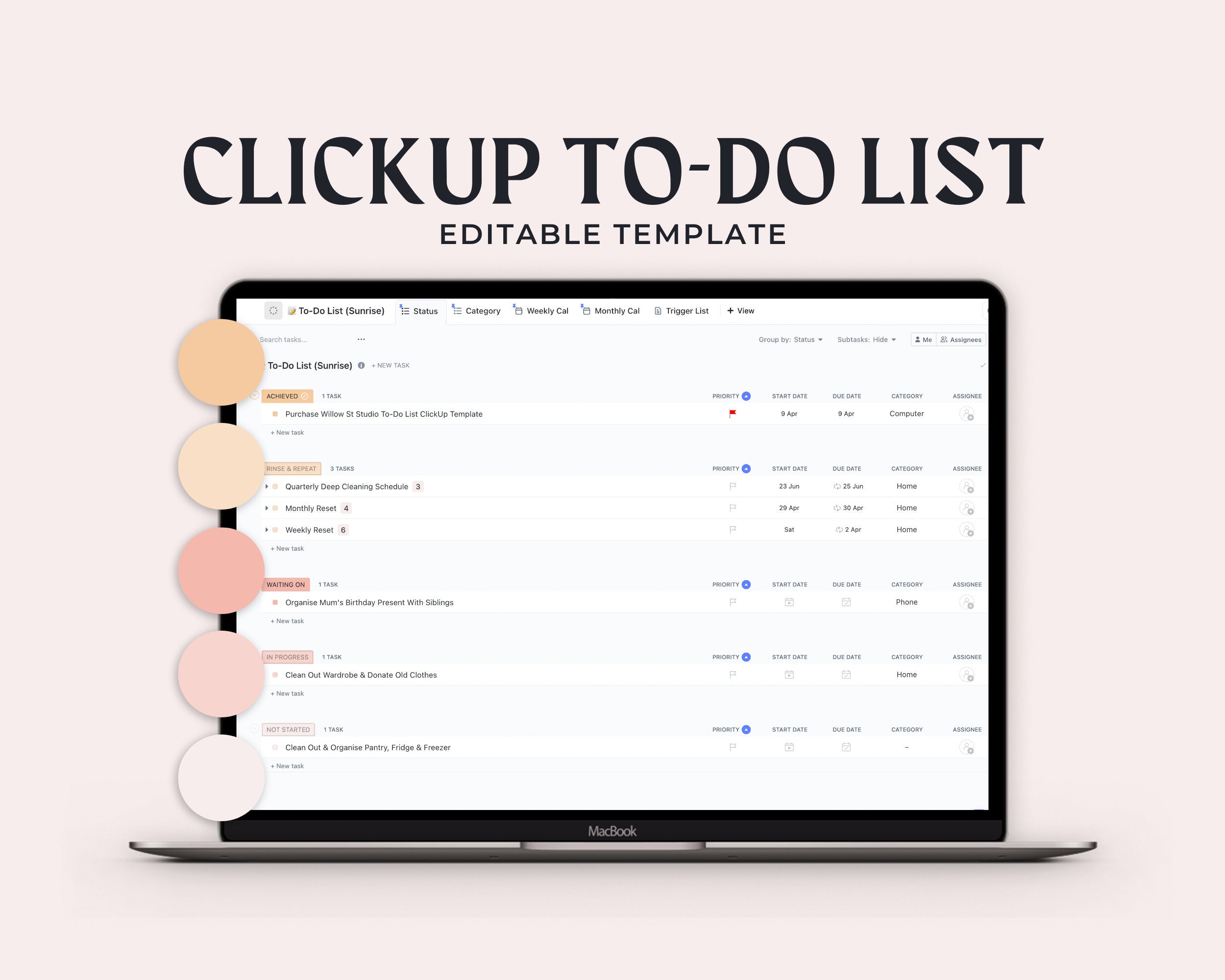 To-do List Template | Clickup Template | Digital Life Planner | Task ...