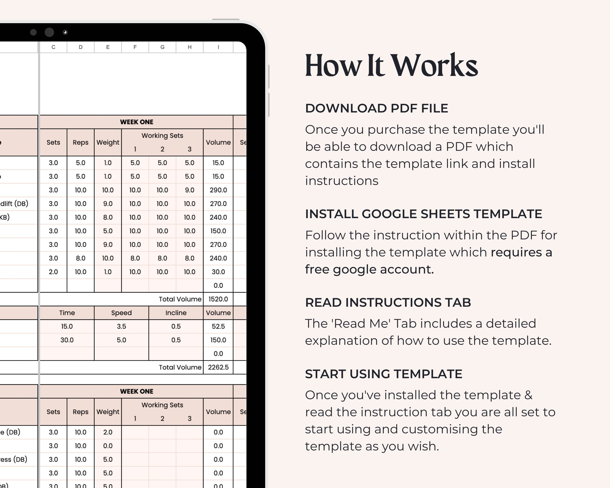 Workout & Cardio Program Tracker Spreadsheet for Google Sheets ...