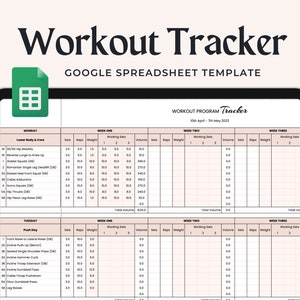 Workout & Cardio Program Tracker Spreadsheet for Google Sheets - Etsy UK