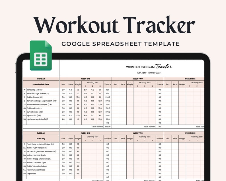 Workout & Cardio Program Tracker Spreadsheet for Google Sheets - Etsy