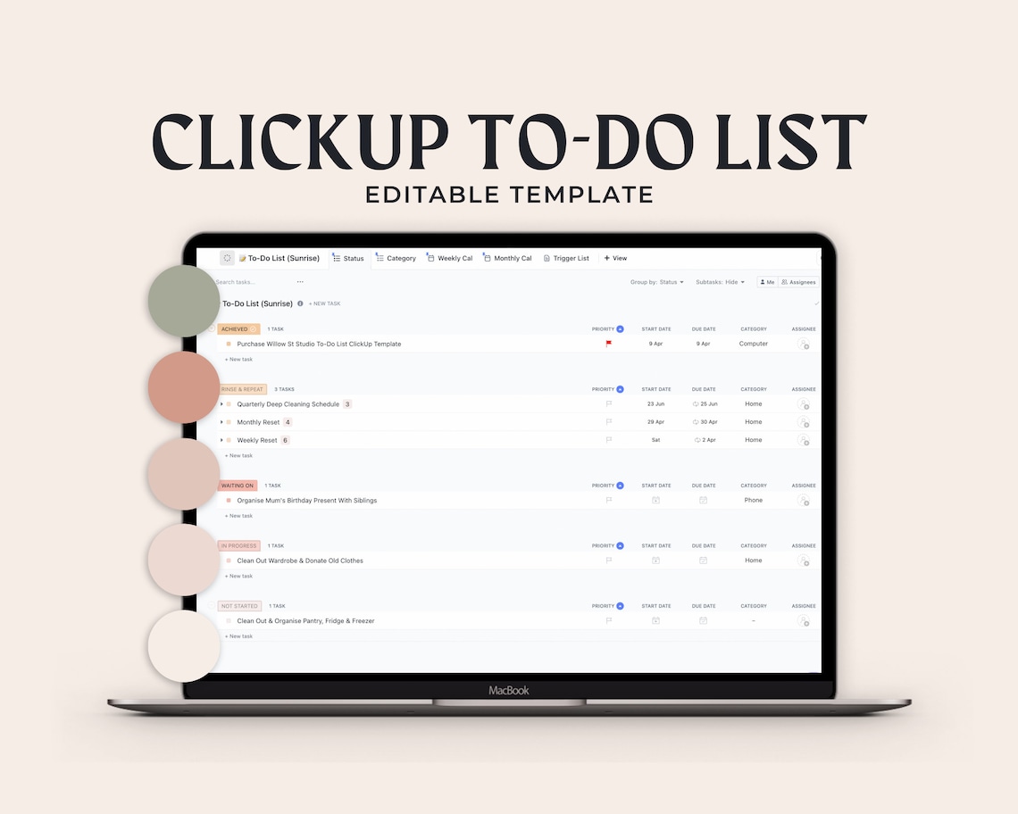 Clickup To-do List Template Customisable Task Manager & Productive ...
