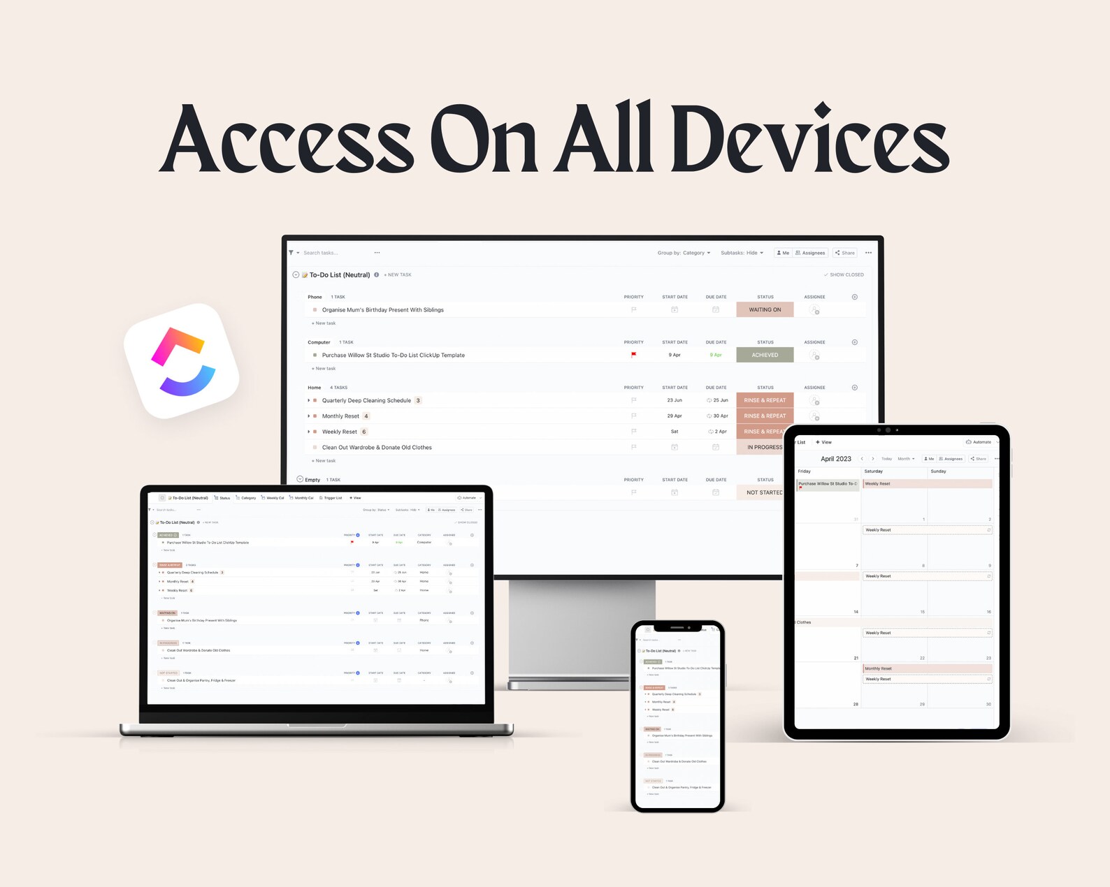 Clickup To-do List Template | Customisable Task Manager & Productive ...