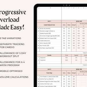 Workout & Cardio Program Tracker Spreadsheet for Google Sheets ...