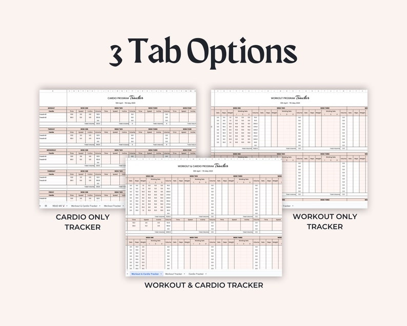 Workout & Cardio Program Tracker Spreadsheet for Google Sheets ...