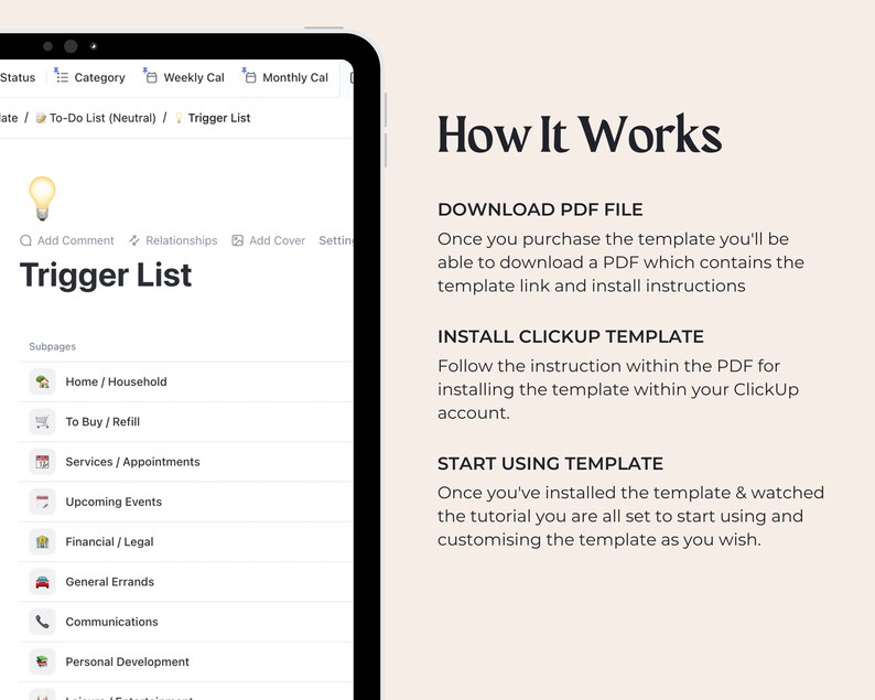 Clickup To-do List Template Customisable Task Manager & Productive Planning Clickup Editable ...