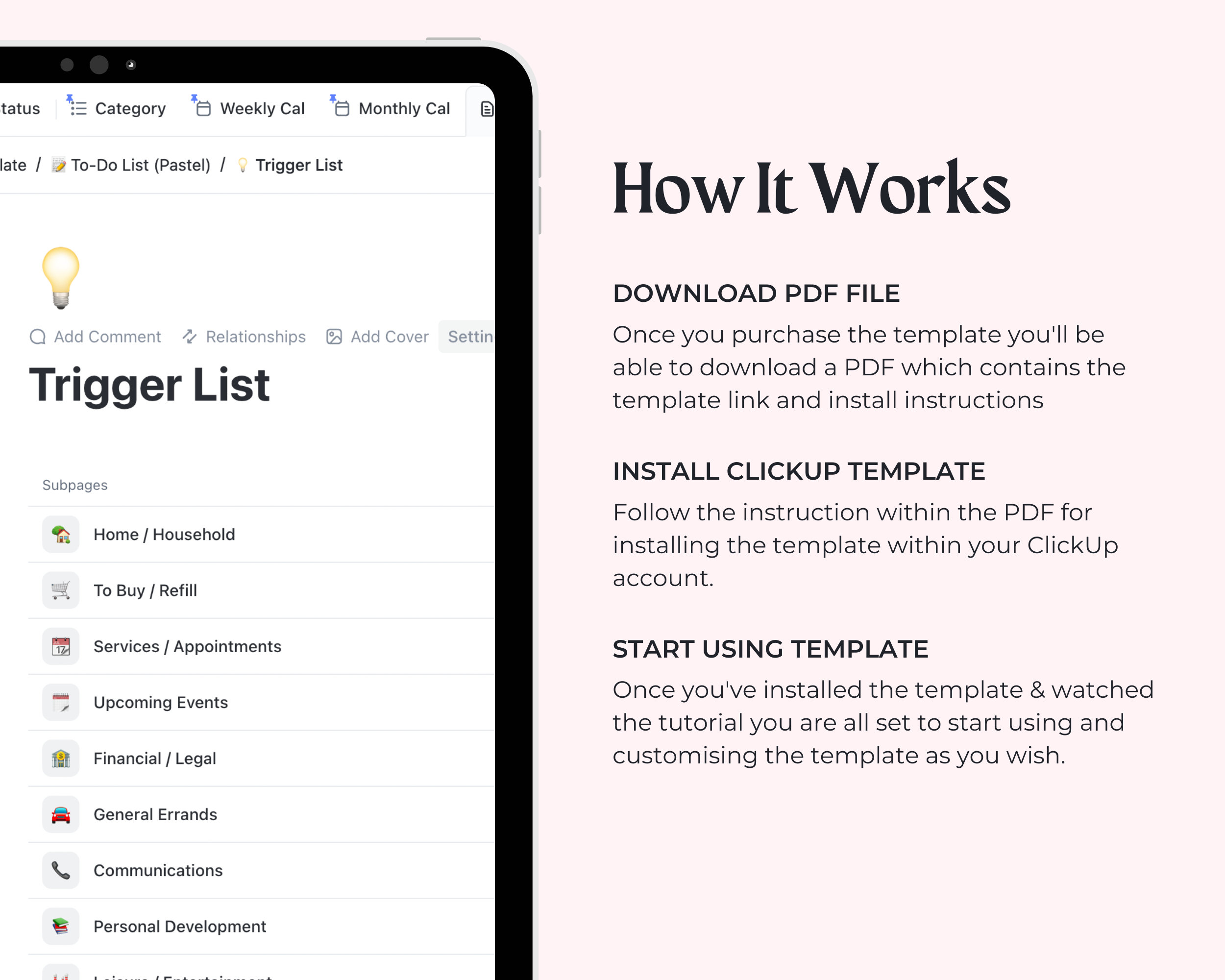 Task Tracker Clickup Template | Digital To-do List Template ...