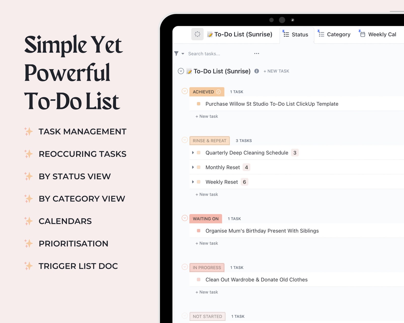 To-do List Template | Clickup Template | Digital Life Planner | Task ...