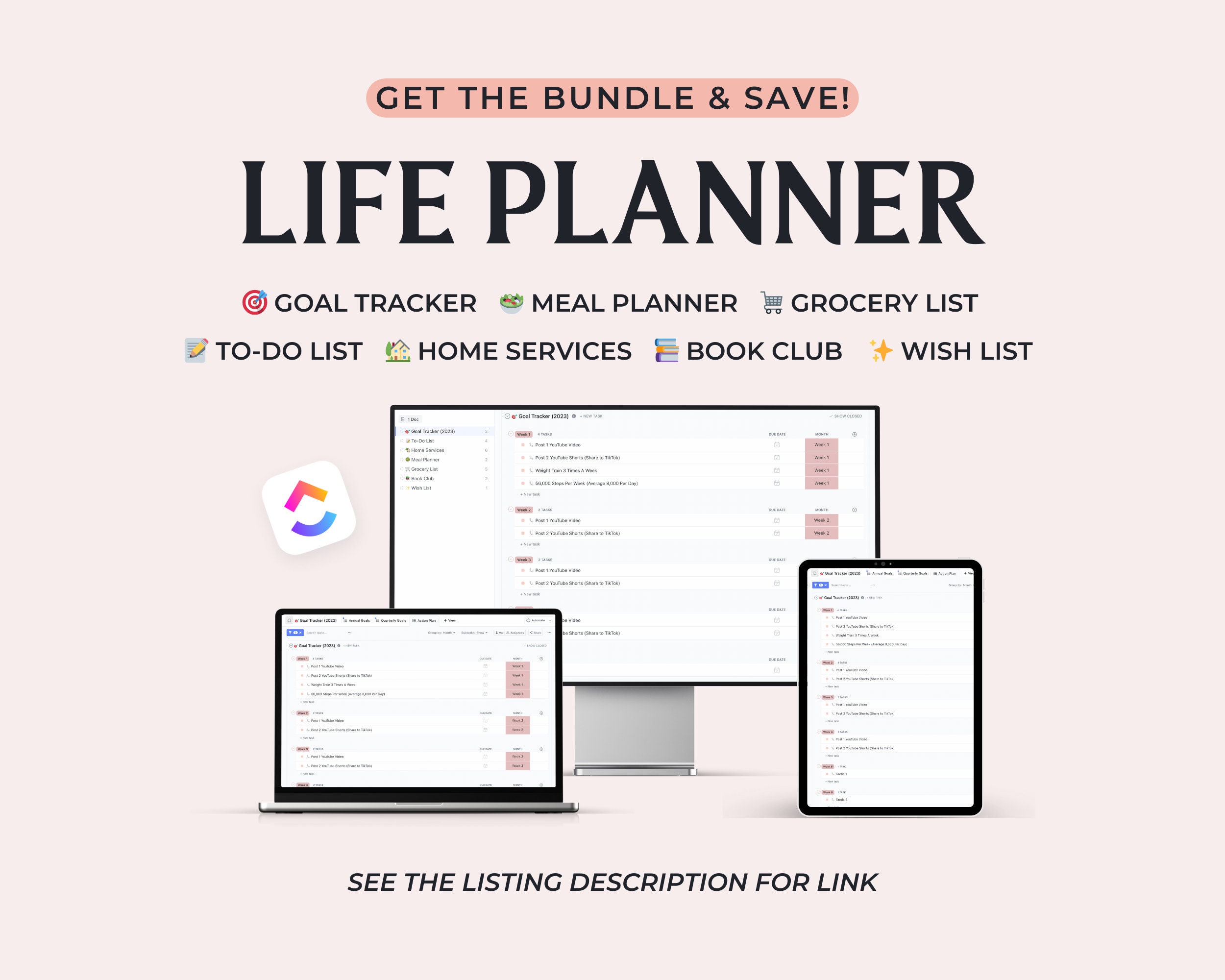 To-do List Template | Clickup Template | Digital Life Planner | Task ...