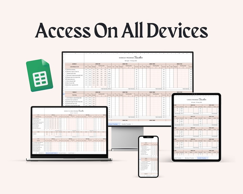Workout & Cardio Program Tracker Spreadsheet for Google Sheets ...