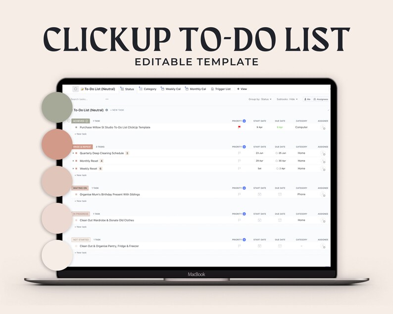 Clickup To-do List Template Customisable Task Manager & - Etsy