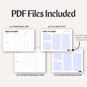 Minimalist Daily Planner Printable & Fillable PDF | Daily to Do List ...