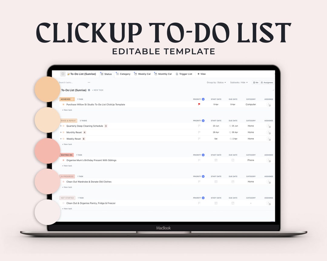 To-do List Template Clickup Template Digital Life Planner - Etsy