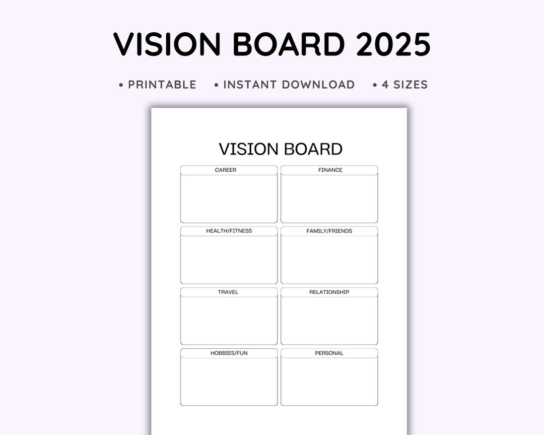 2025 Vision Board Planner Template Printable,goal Planner,manifestation ...