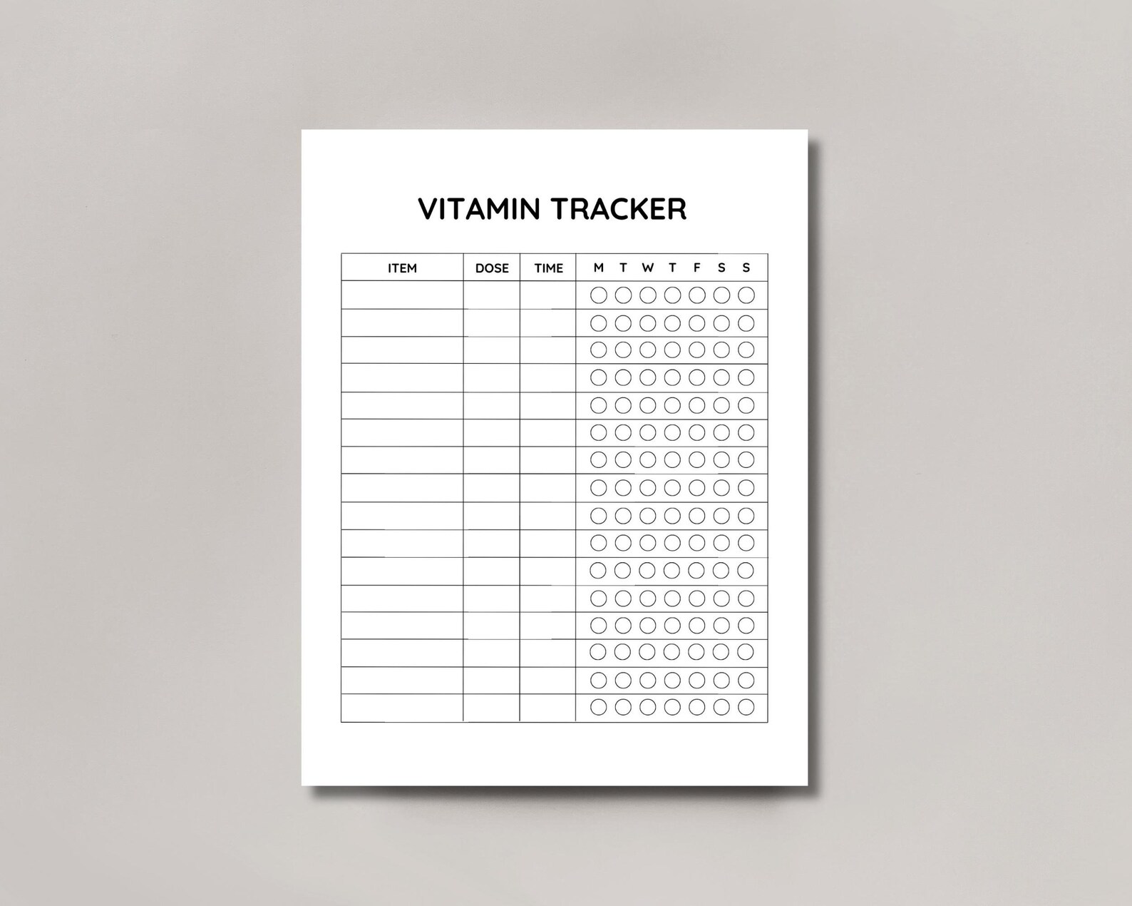Vitamin Tracker Printable,vitamin Checklist,supplement Checklist ...