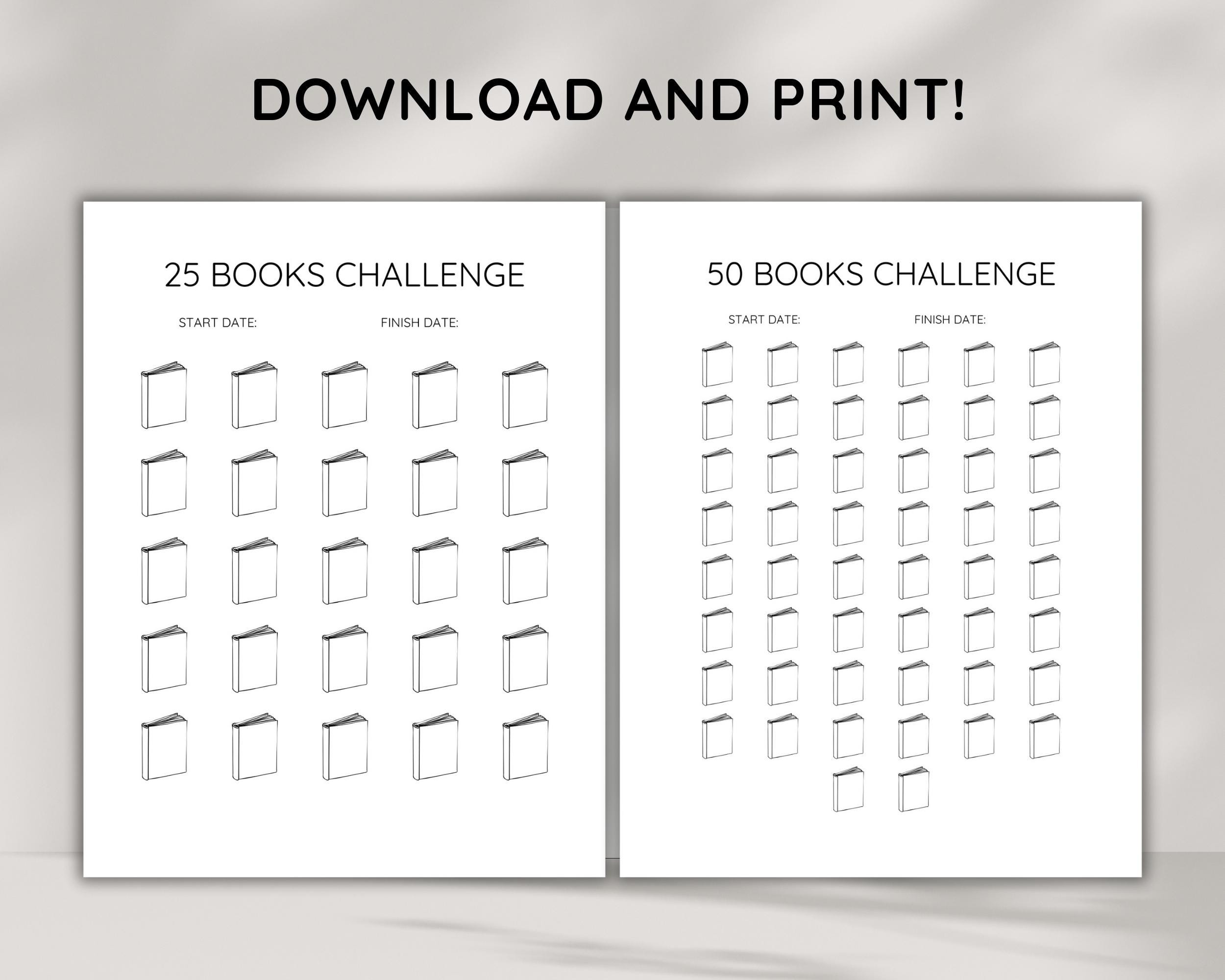 Book Challenge Printable, Book Tracker Bookshelf Printable, 10/25/30/50 ...