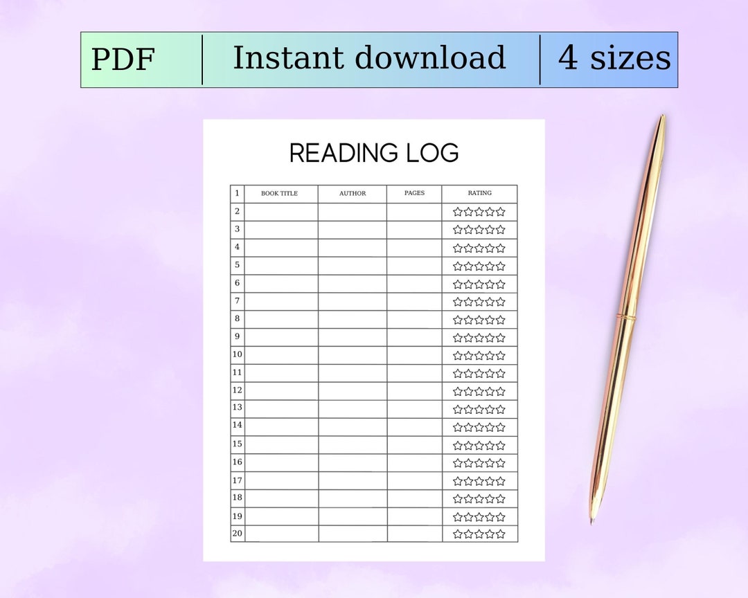 Reading Log Printable,reading Journal,reading Planner,book Log,reading ...