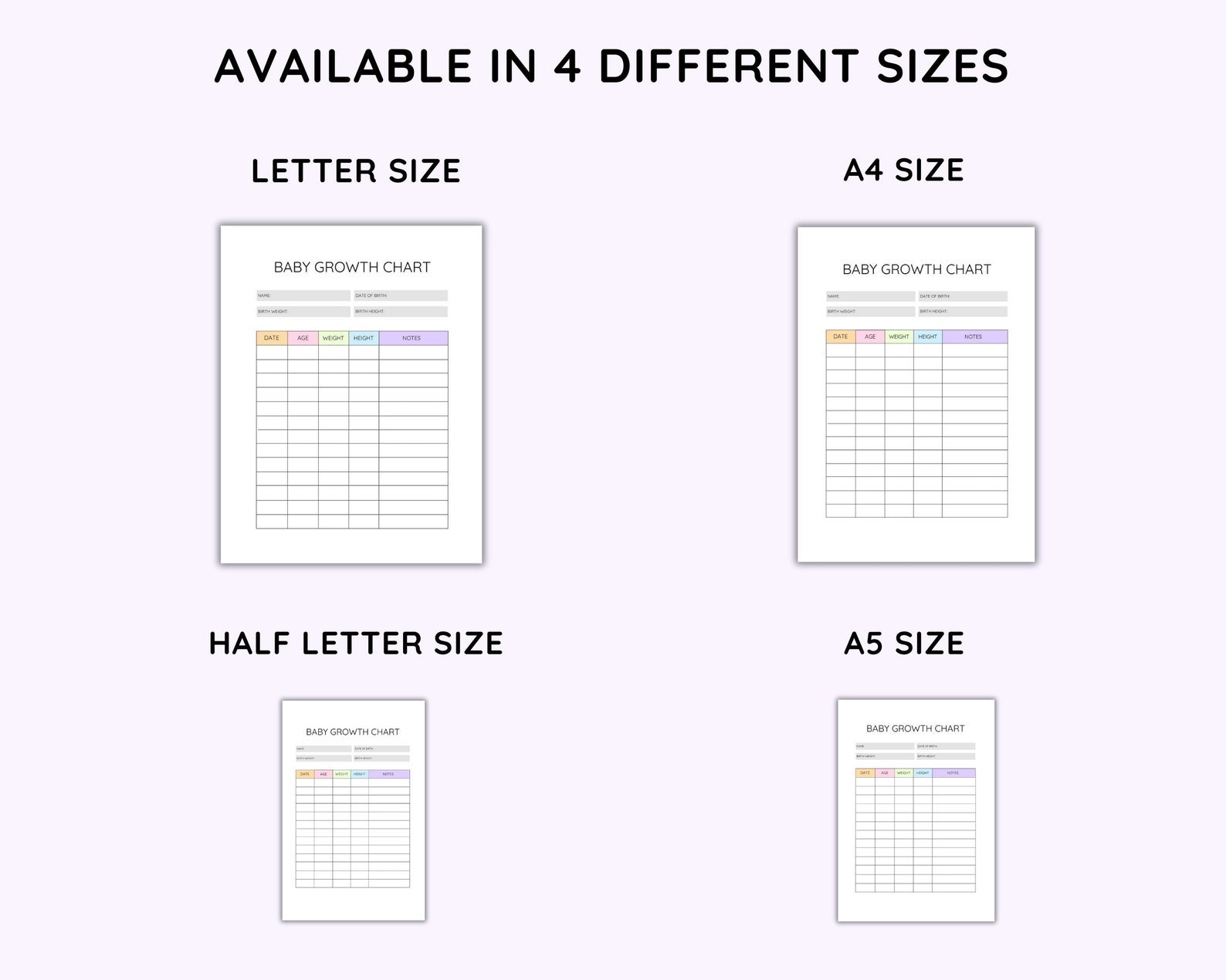 Baby Growth Chart Printable,baby Growth Tracker Printable,baby Growth ...