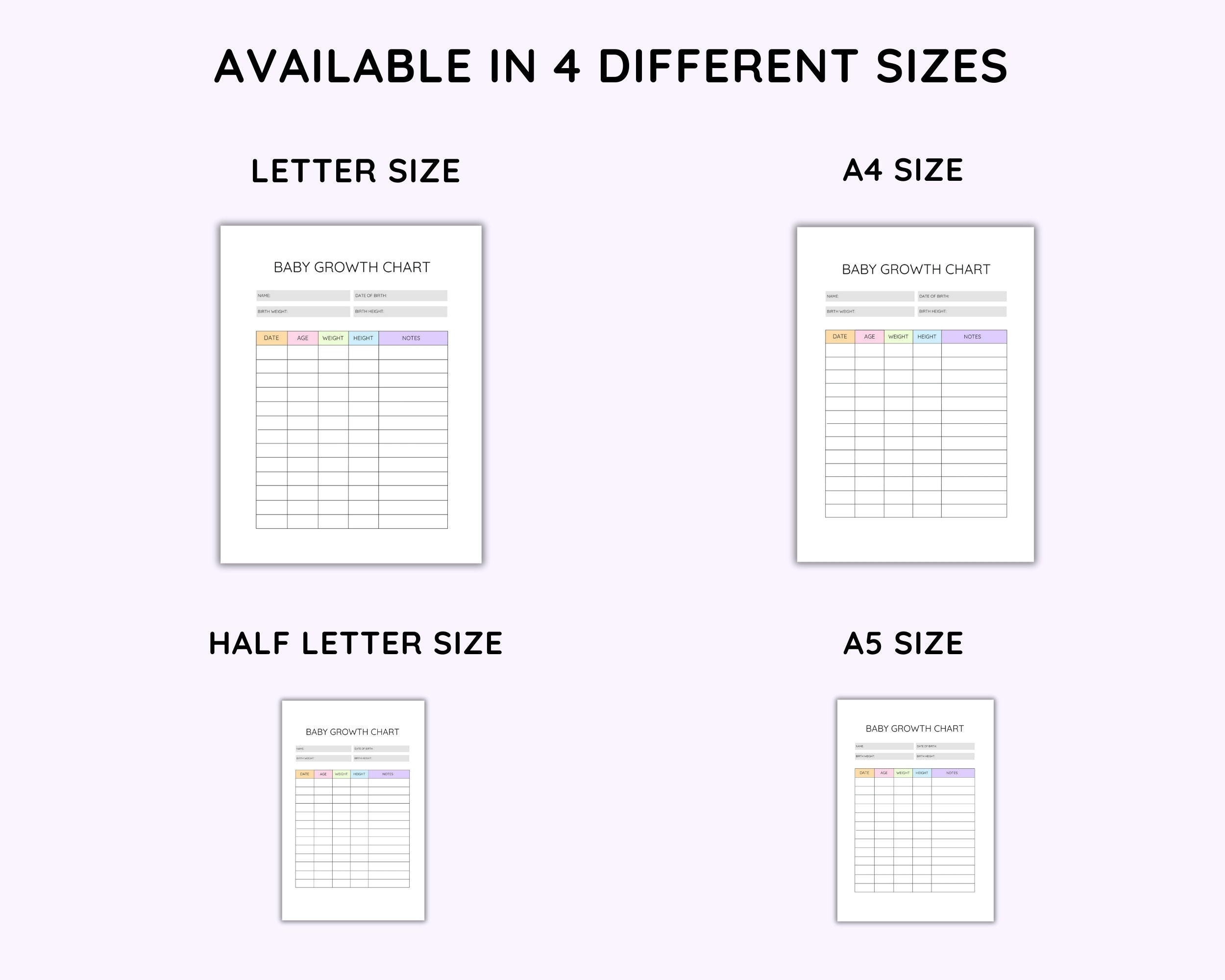 Baby Growth Chart Printable,baby Growth Tracker Printable,baby Growth ...