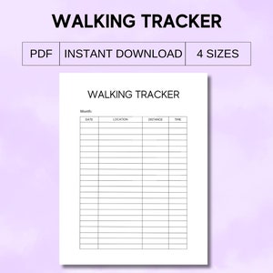 Walking Tracker Printable,walking Log,walking Journal,exercise Tracker ...