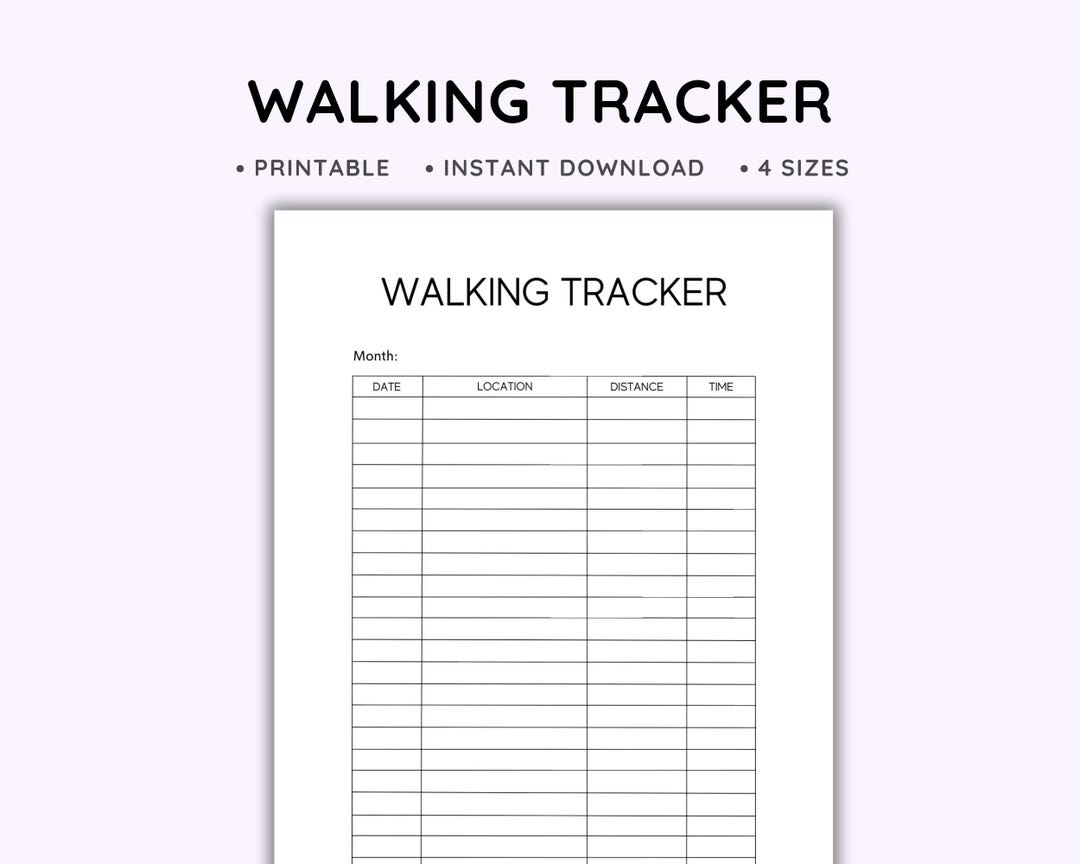 Walking Tracker Printable,walking Log Printable,step Tracker,step Log ...