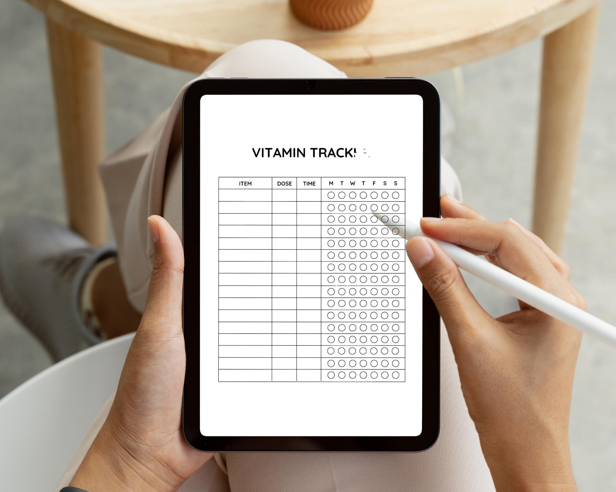 Vitamin Tracker Printable,vitamin Checklist,supplement Checklist ...