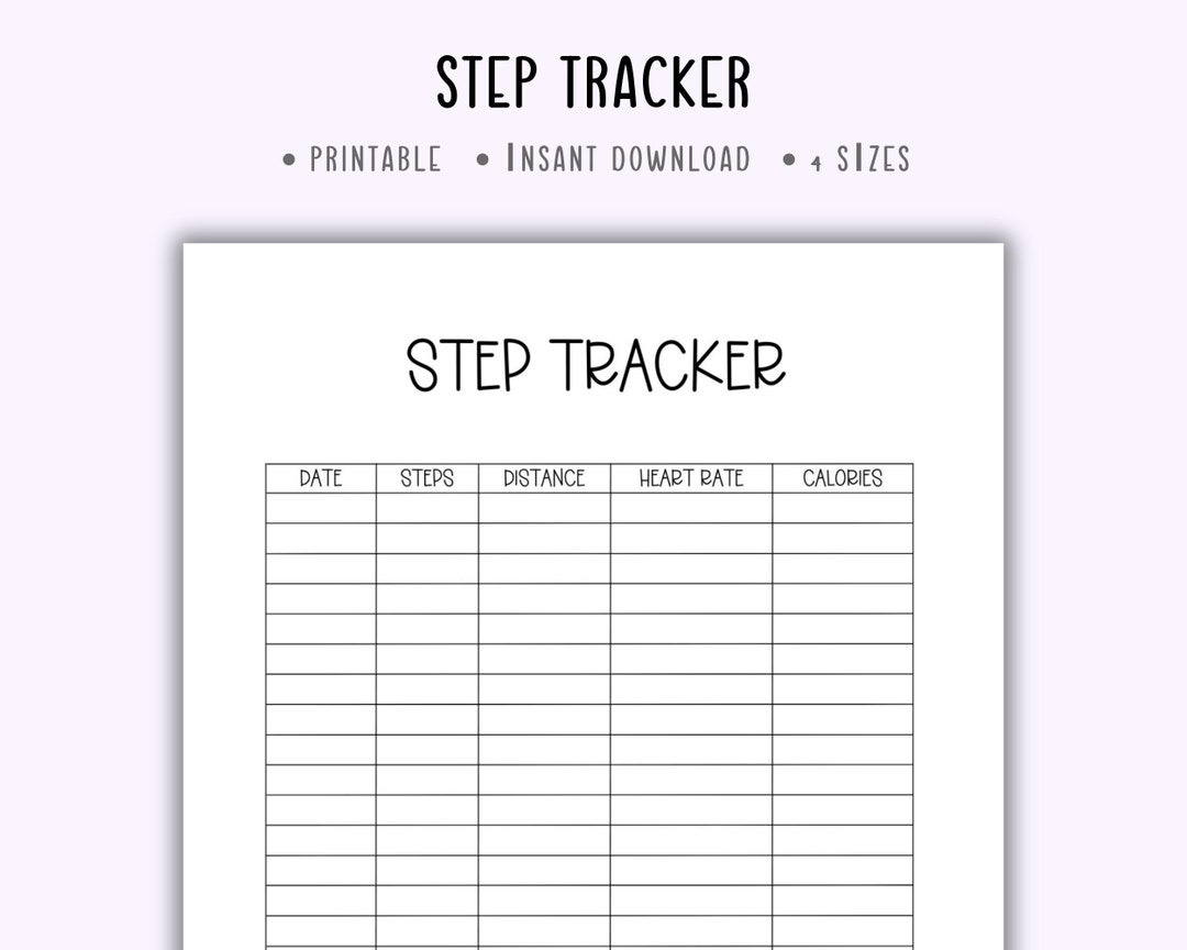 Step Tracker Printable,step Log,walking Tracker,walking Log,walking ...