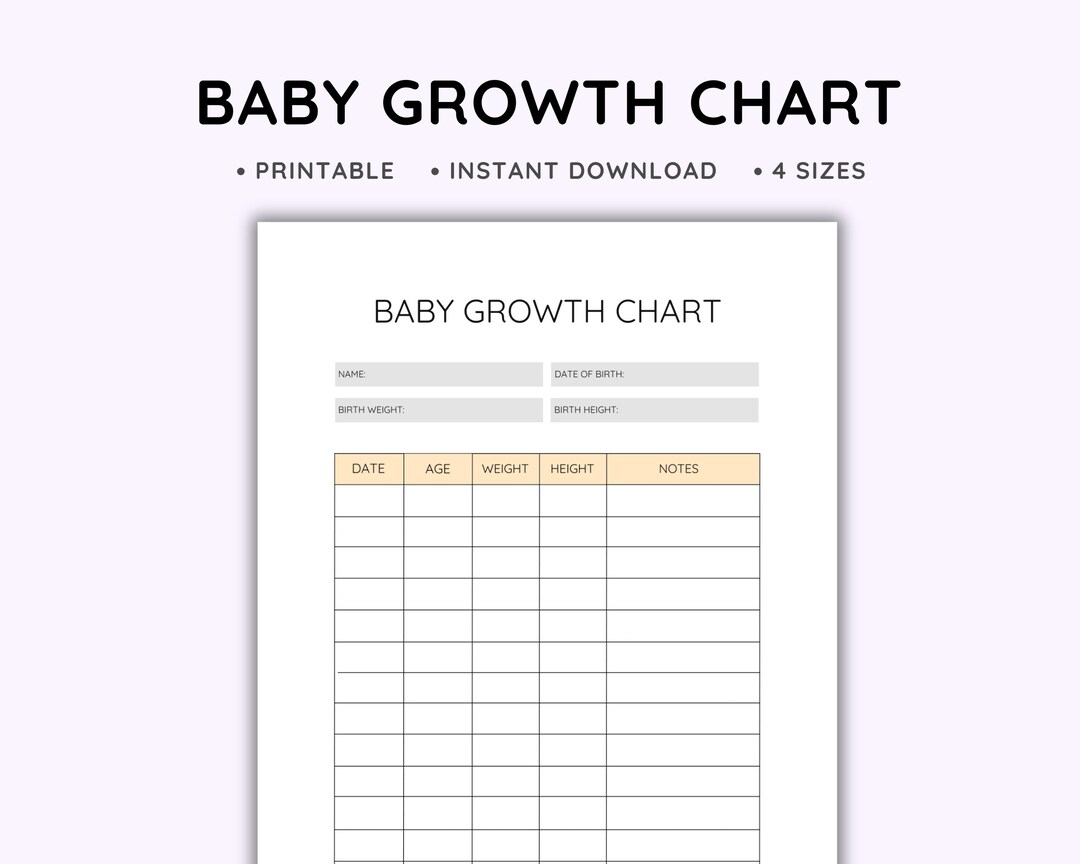 Baby Growth Chart Printable,baby Growth Tracker Printable,baby Growth ...