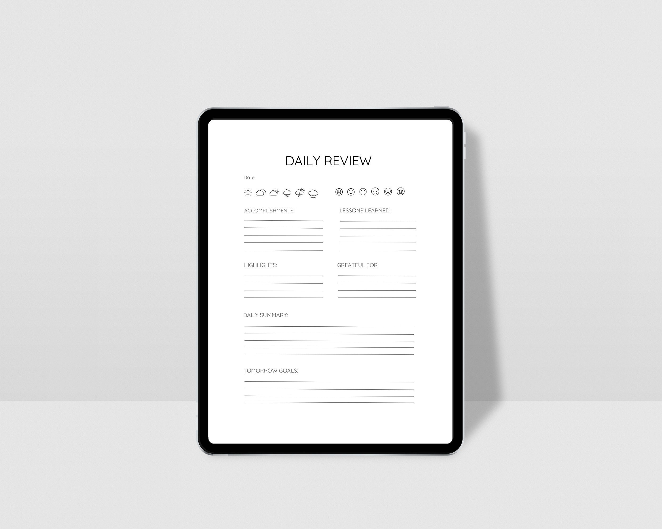 Daily Review Printable,daily Reflection,gratitude Journal Printable ...