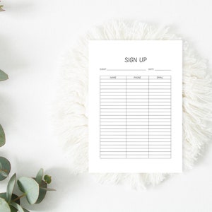 Sign up Sheet Printable,sign up Sheet Template List Form,event Sign up ...