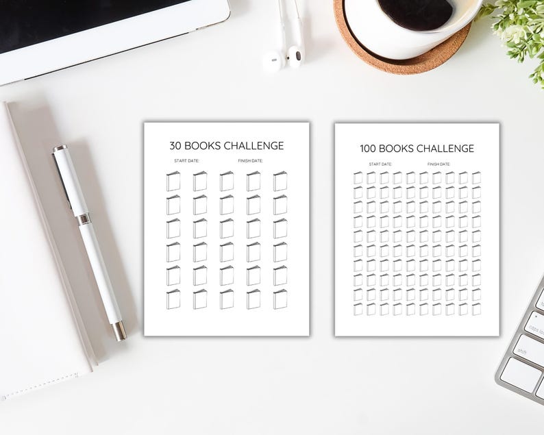 Book Challenge Printable, Book Tracker Bookshelf Printable, 10/25/30/50 ...