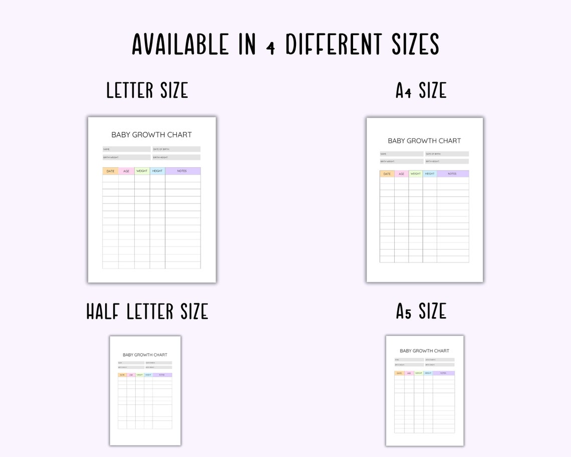 Baby Growth Chart Printable,baby Growth Tracker Printable,baby Growth ...