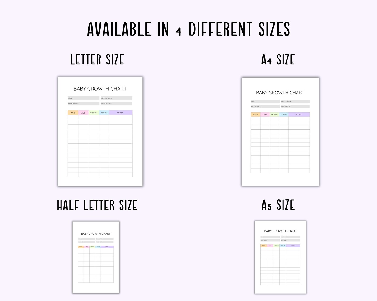 Baby Growth Chart Printable,baby Growth Tracker Printable,baby Growth ...