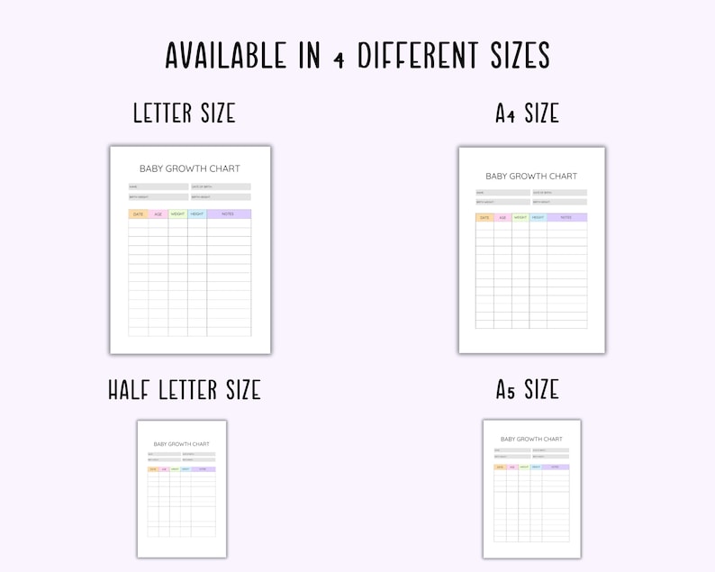 Baby Growth Chart Printable,baby Growth Tracker Printable,baby Growth ...