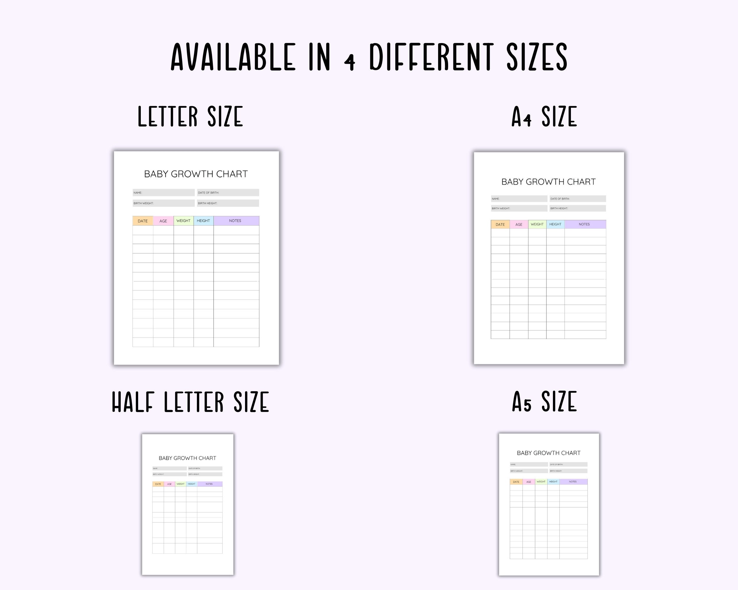 Baby Growth Chart Printable,baby Growth Tracker Printable,baby Growth ...