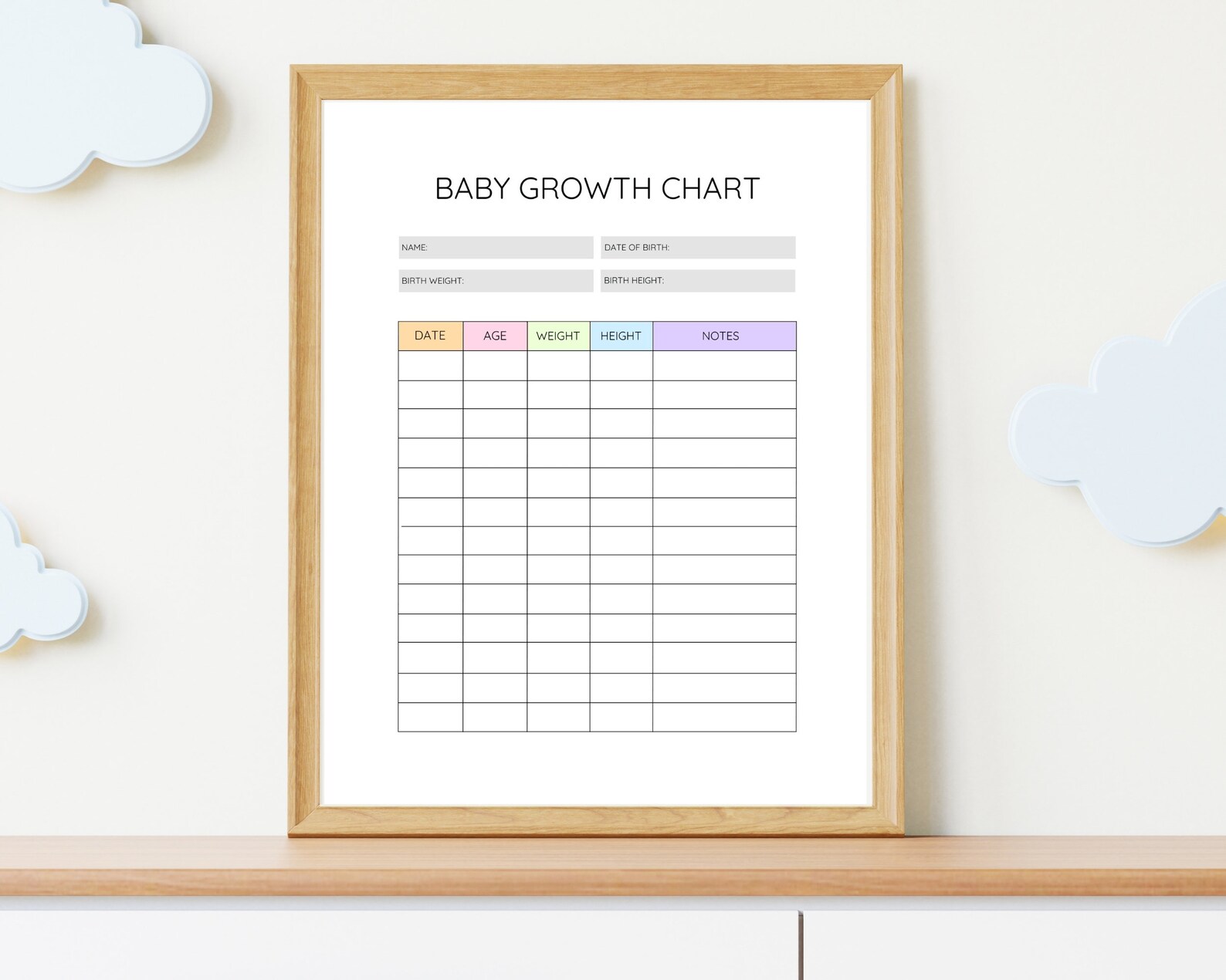 Baby Growth Chart Printable,baby Growth Tracker Printable,baby Growth ...