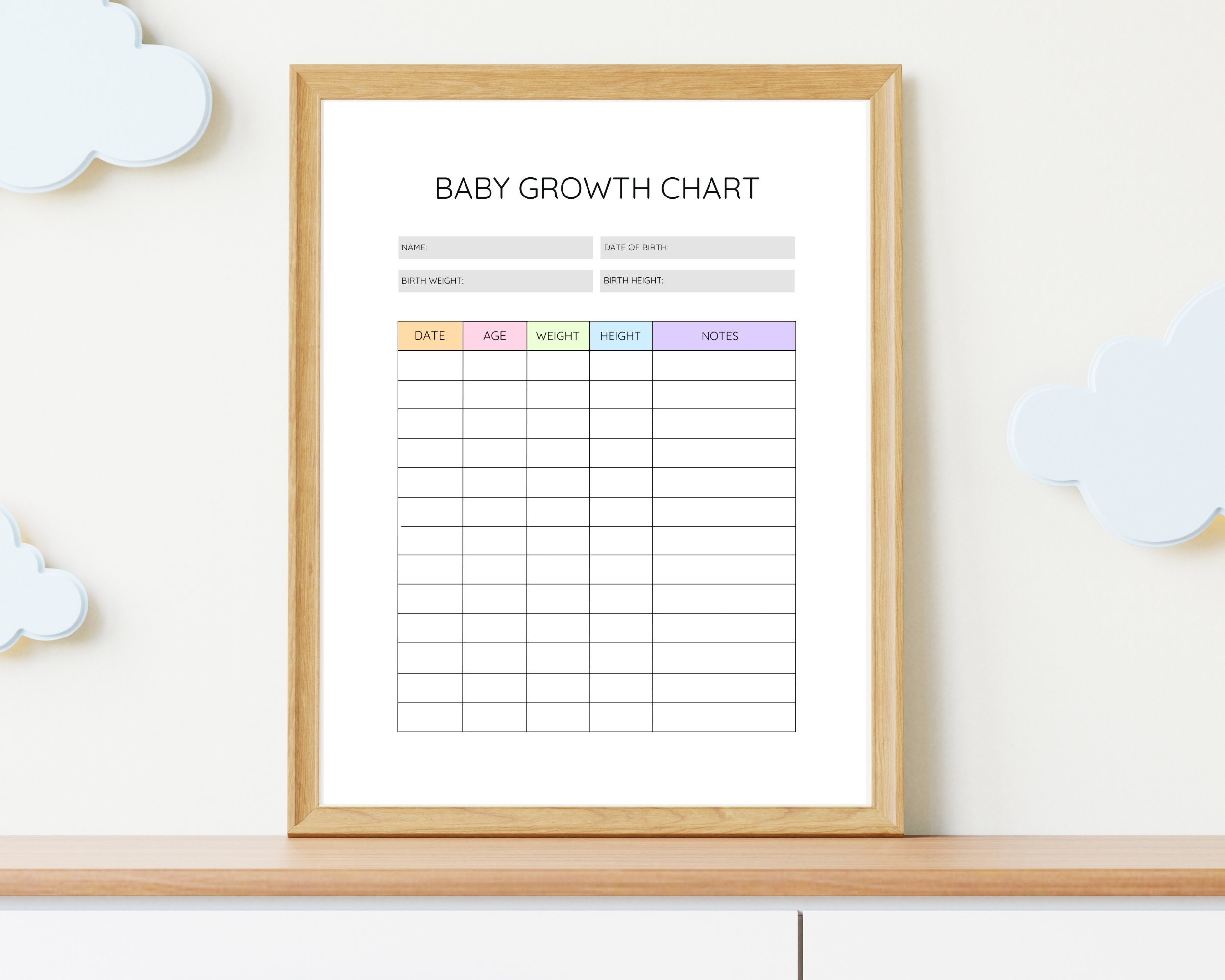Baby Growth Chart Printable,baby Growth Tracker Printable,baby Growth ...