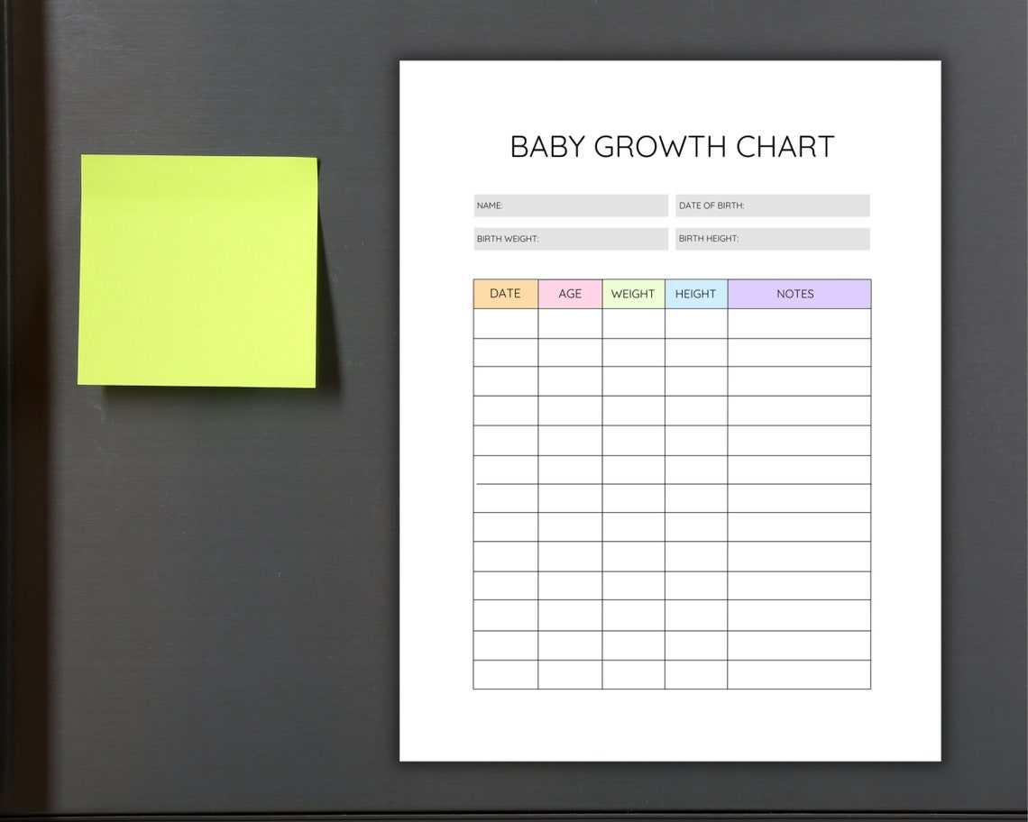 Baby Growth Chart Printable,baby Growth Tracker Printable,baby Growth ...