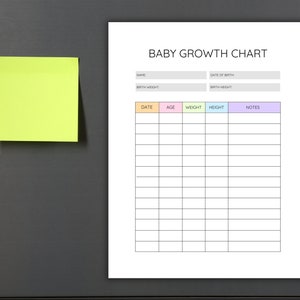 Baby Growth Chart Printable,baby Growth Tracker Printable,baby Growth ...