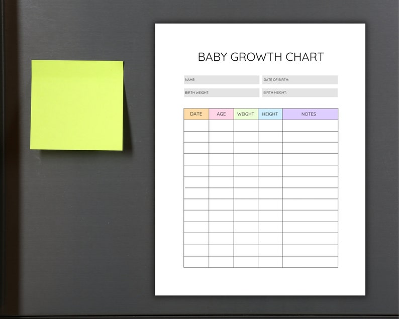 Baby Growth Chart Printable,baby Growth Tracker Printable,baby Growth ...